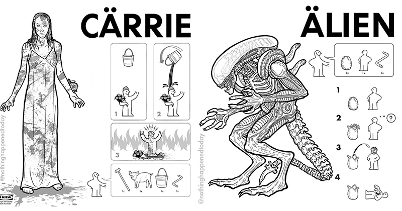 Ilustrácie o tom, ako vznikajú hororové postavičky - EMEFKA