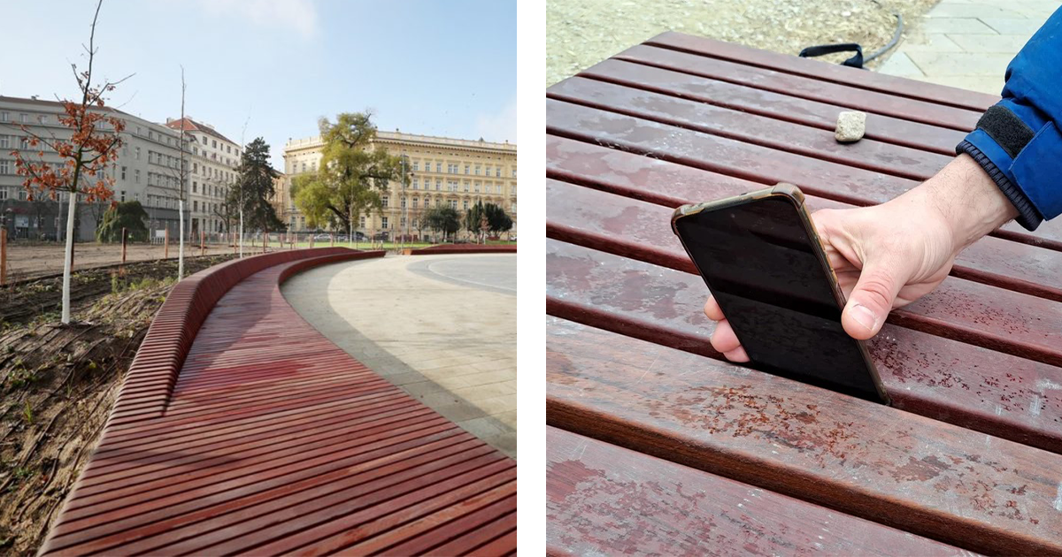 Brno má problém. Dizajnová lavička sa stala pascou pre telefóny a iné ...